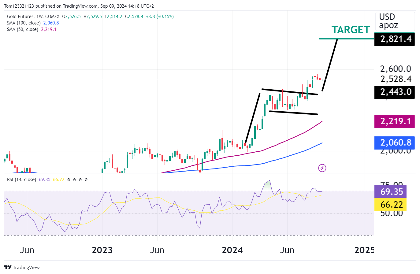 Gold Bull Flag ‘Strong’, Technical Outlook - OneUp Trader Blog